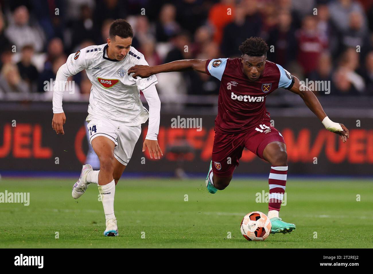 Mohammed Kudus of West Ham United and Peter Stanic of Backa Topola ...