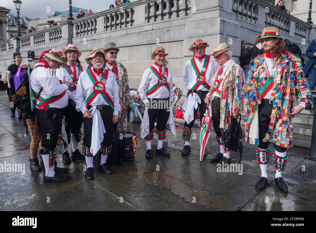 London, UK 21 October 2023. Hundreds of Morris dancers in colourful ...