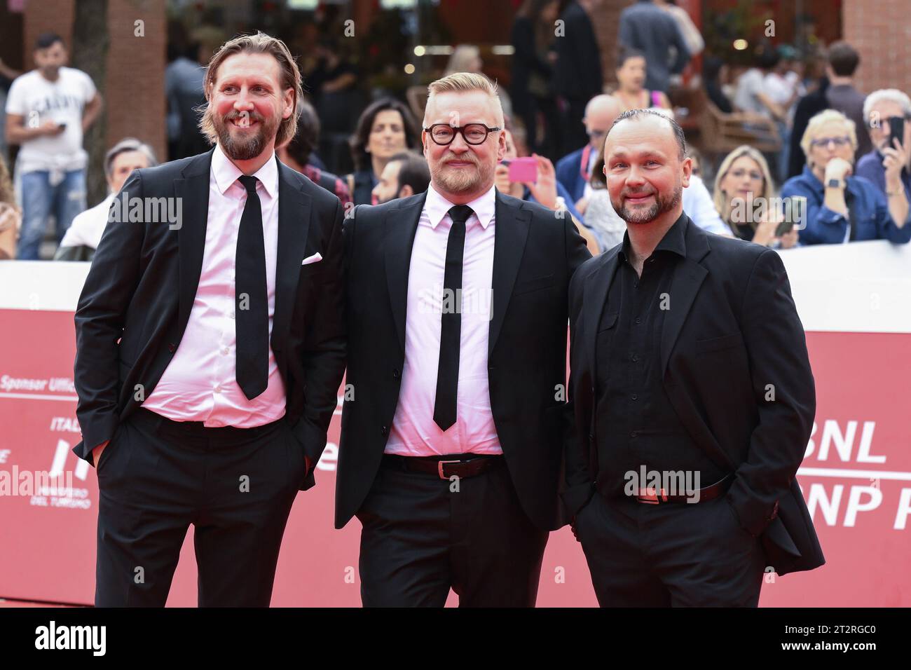 Pekka Strang, Teemu Nikki and Jari Virman attend a Photocall for the ...