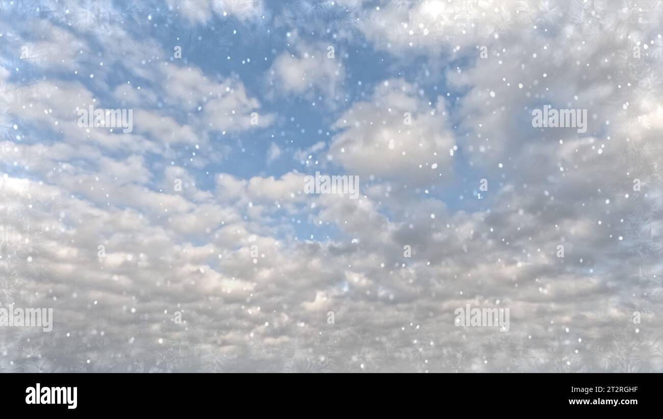 cute fall of snow on clouds on sky bg - photo of nature Stock Photo - Alamy