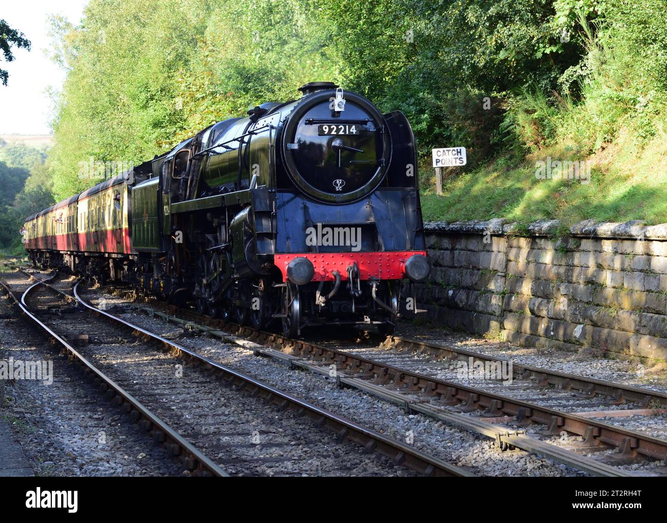 BR Standard Class 9F 2-10-0 No 92214 arriving at Goathland station on ...