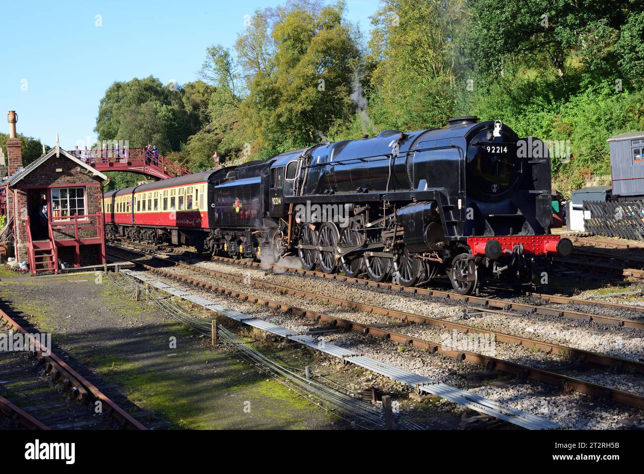 BR Standard Class 9F 2-10-0 No 92214 at Goathland station on the North ...
