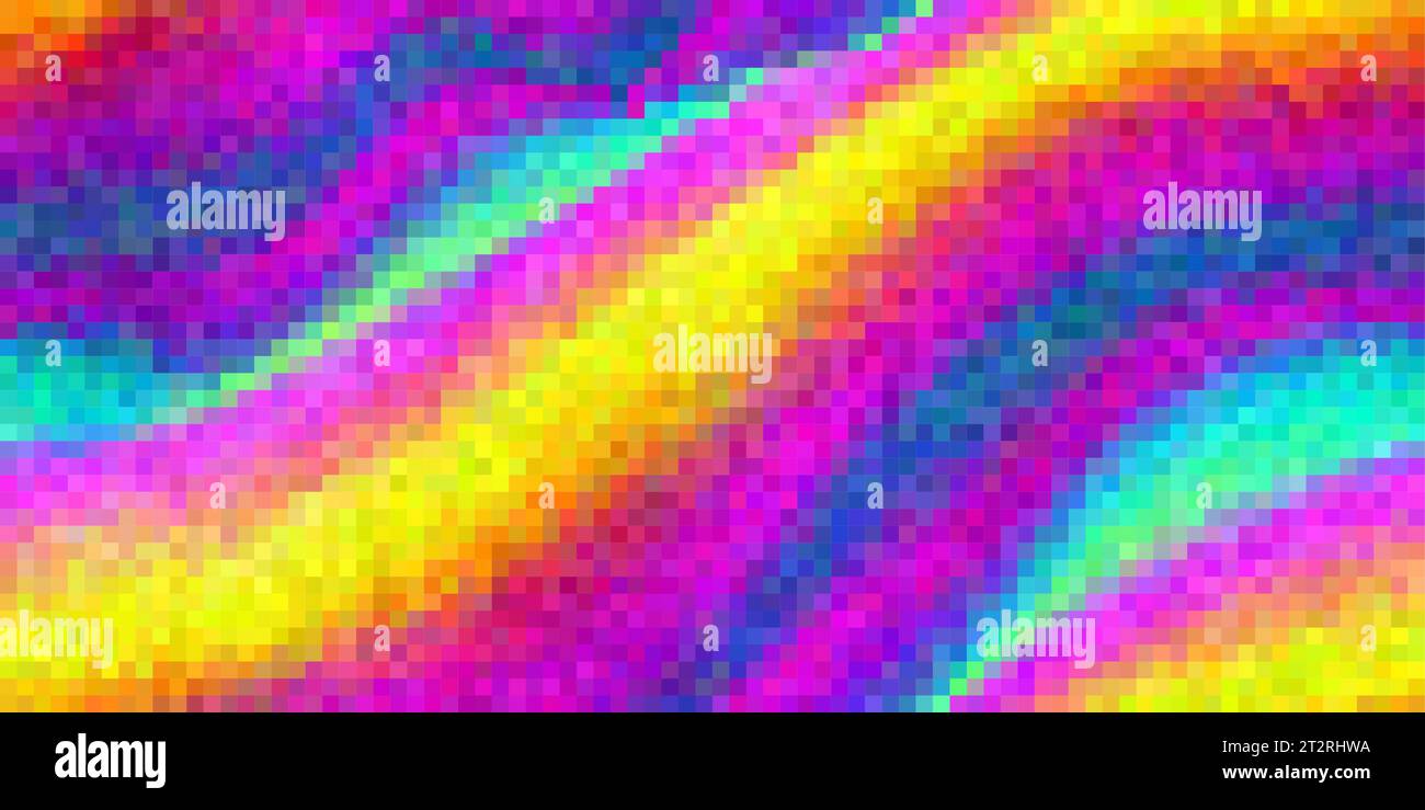 Pixel rainbow waves pattern. Abstract seamless pixelart mosaic in vivid ...