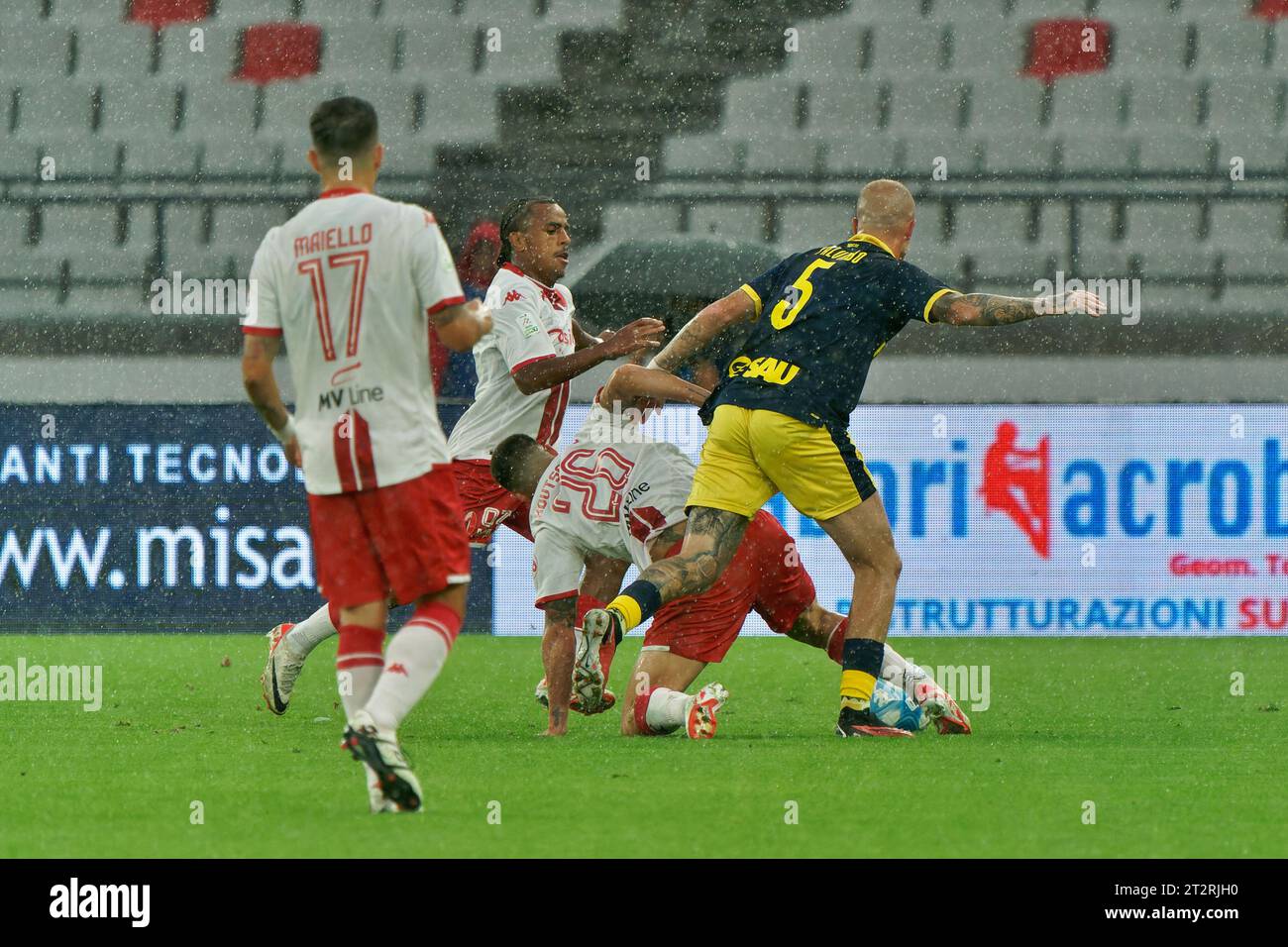 Bari, Italy. 21st Oct, 2023. Ilias Koutsoupias of SSC Bari and Antonio ...