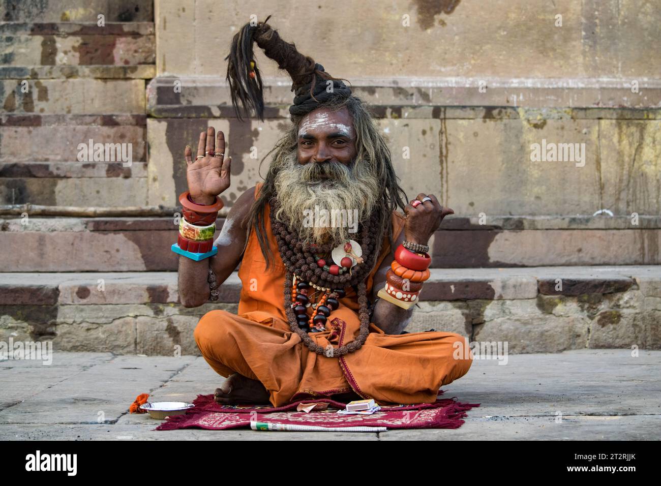 Sadhu priest in Varanasi Stock Photo - Alamy