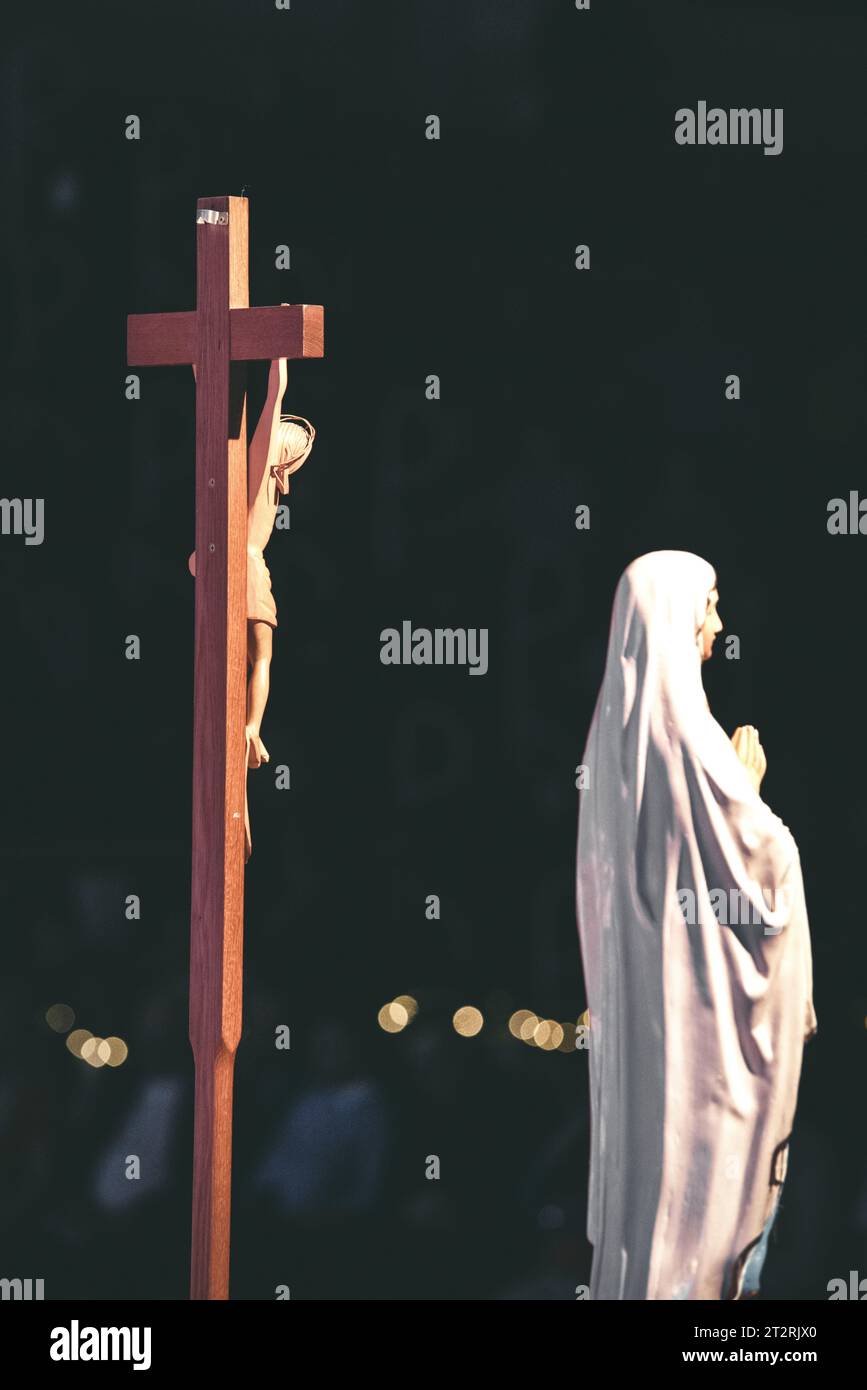 Statue virgin mary cross on hi-res stock photography and images - Alamy