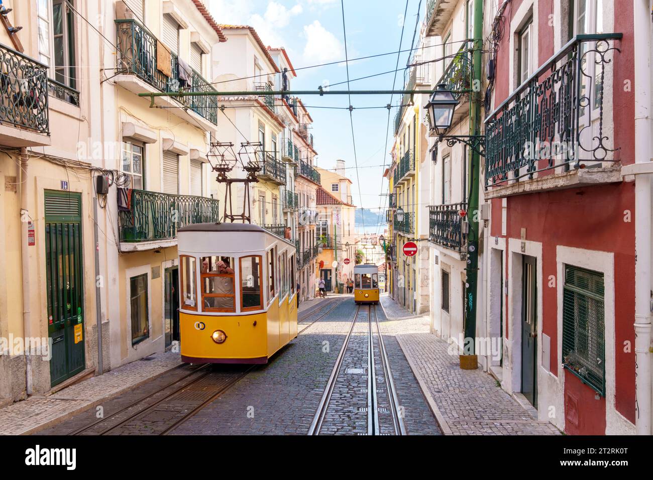 Bica Funicular, Elevador da Bica, cablecar historic Downtown Lisbon ...