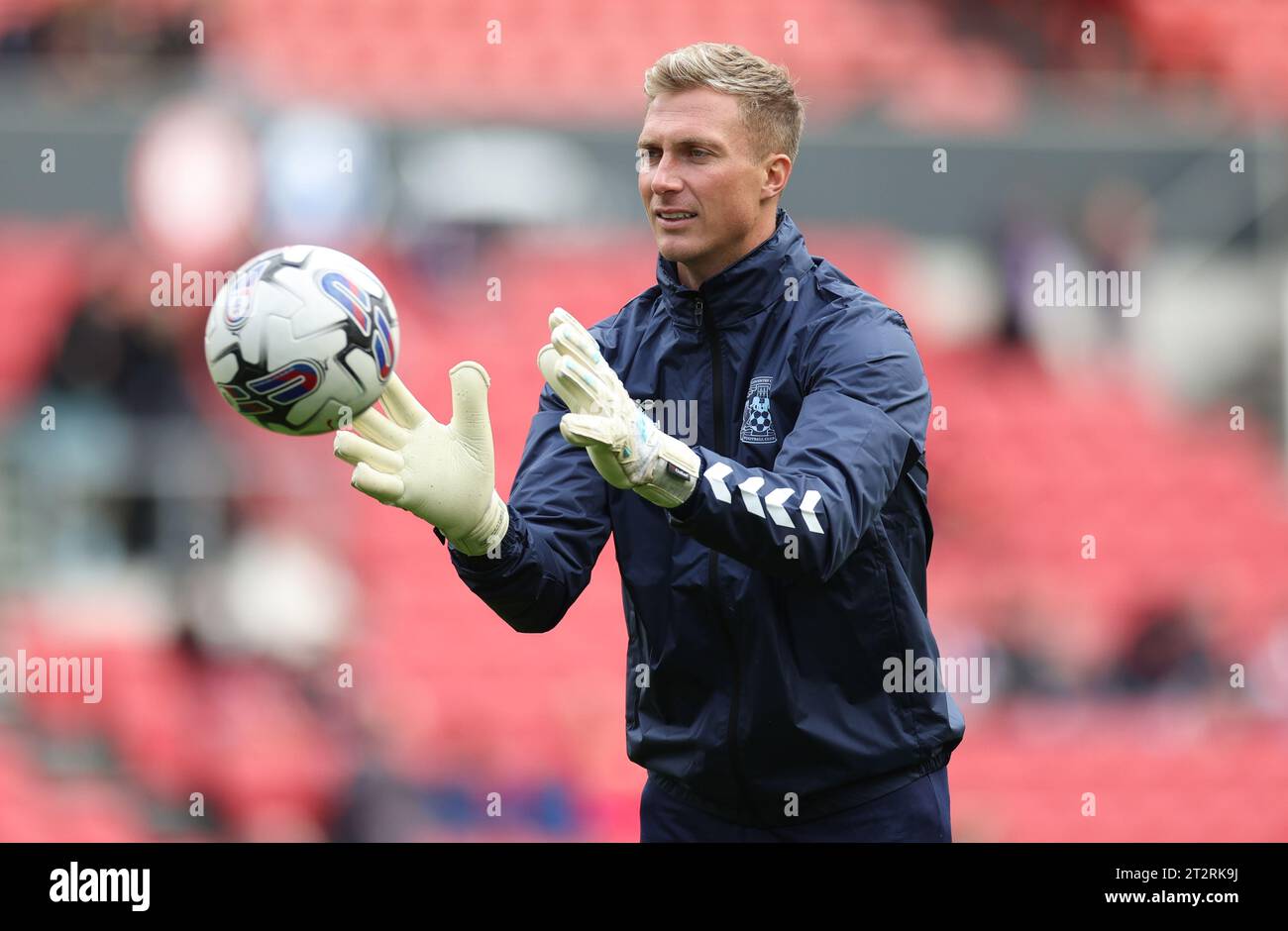 Coventry City goalkeeper Simon Moore warms up ahead of the Sky Bet ...