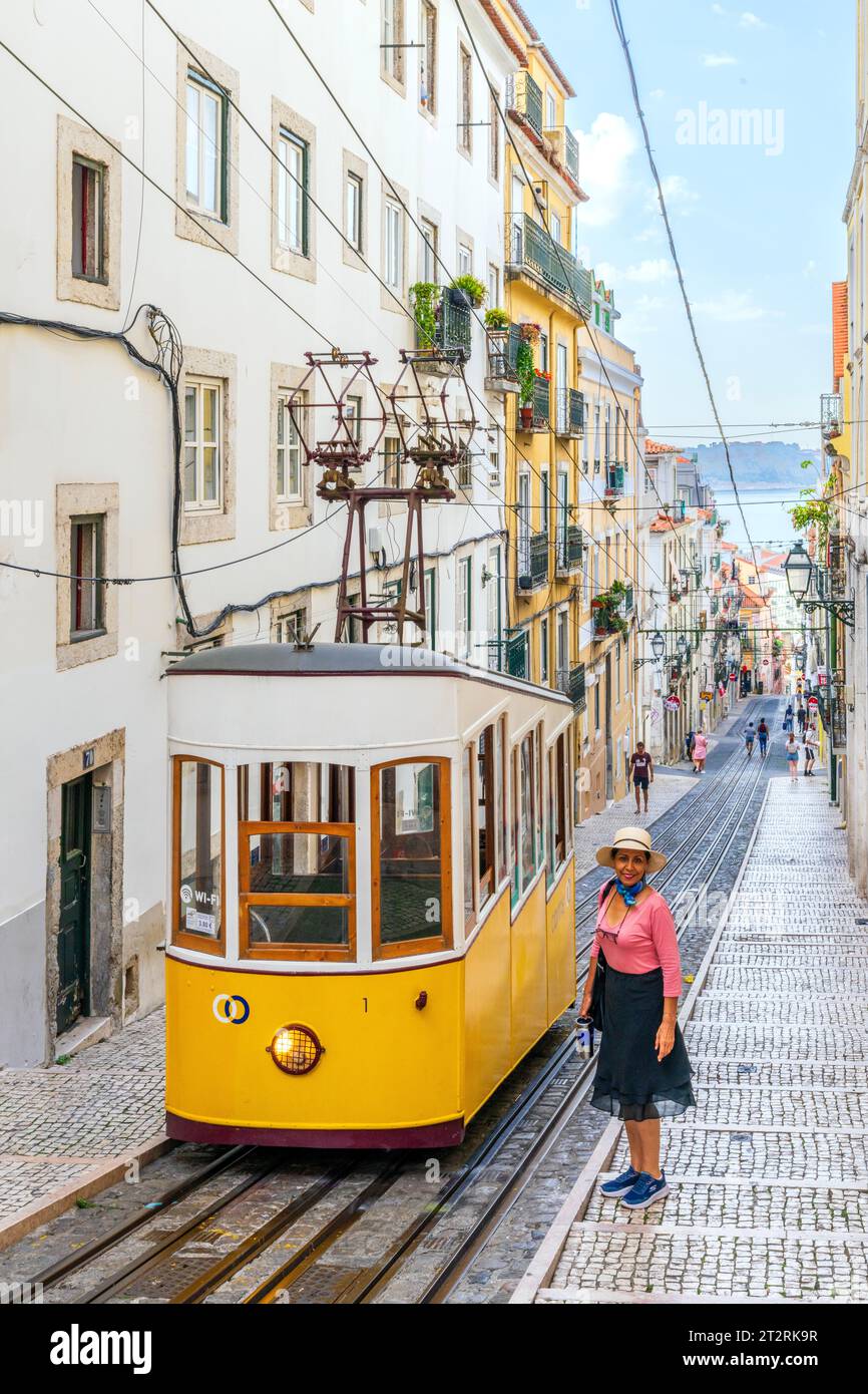 Bica Funicular, Elevador da Bica, cablecar historic Downtown Lisbon ...