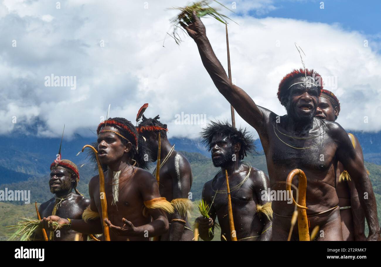 Warriors of the Dani Tribe at Baliem valley Stock Photo - Alamy