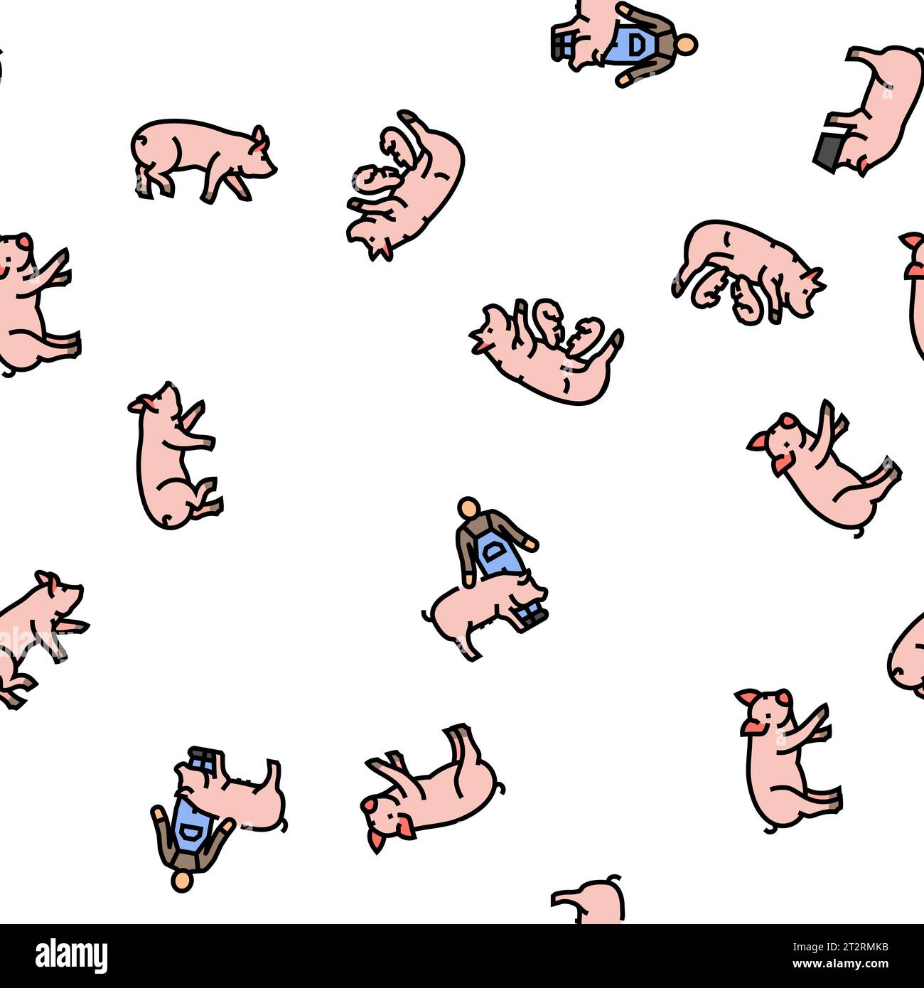 pork pig farm animal piglet hog vector seamless pattern Stock Vector ...