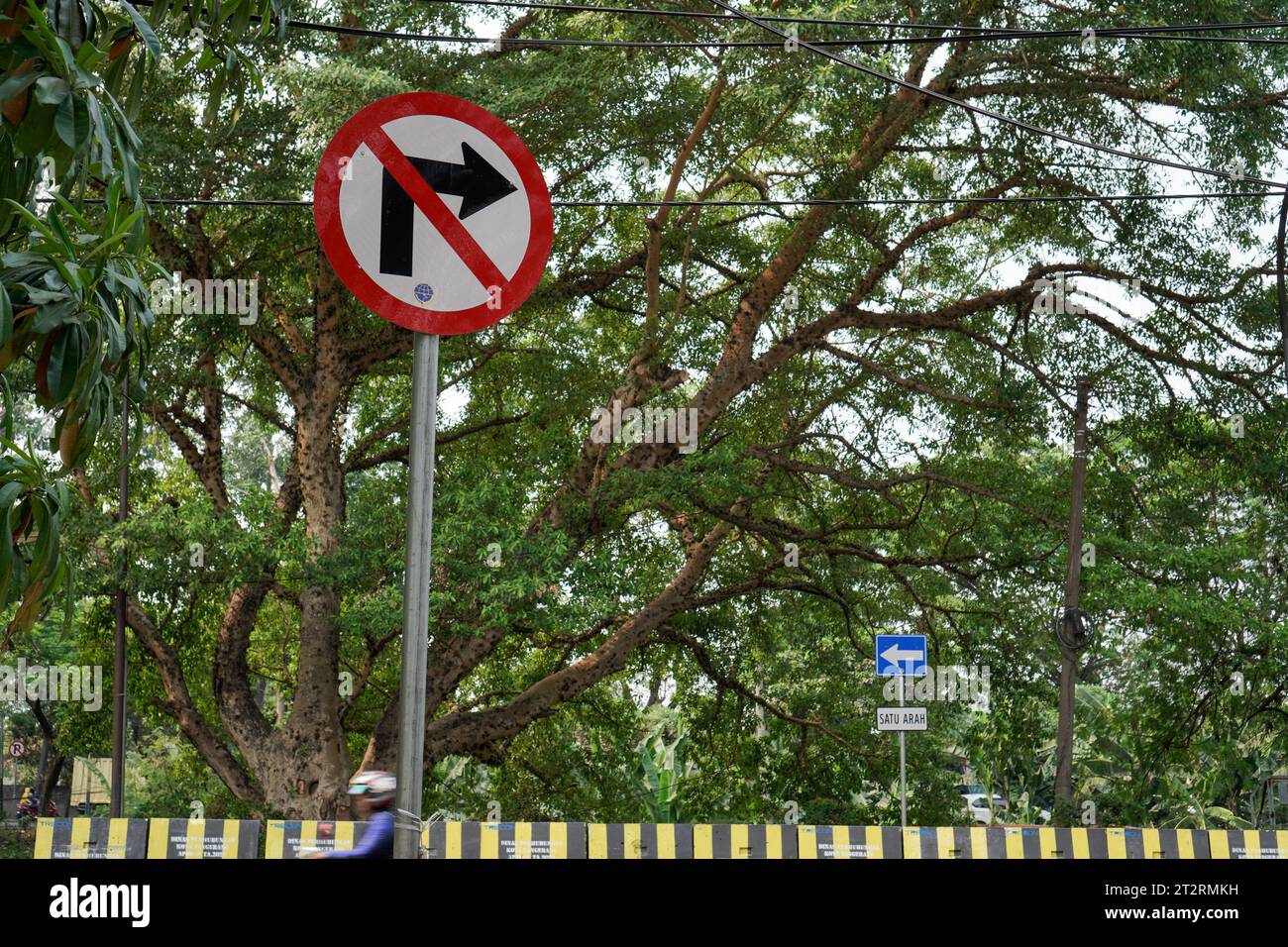 Traffic signs for motorists, no right turning Stock Photo - Alamy