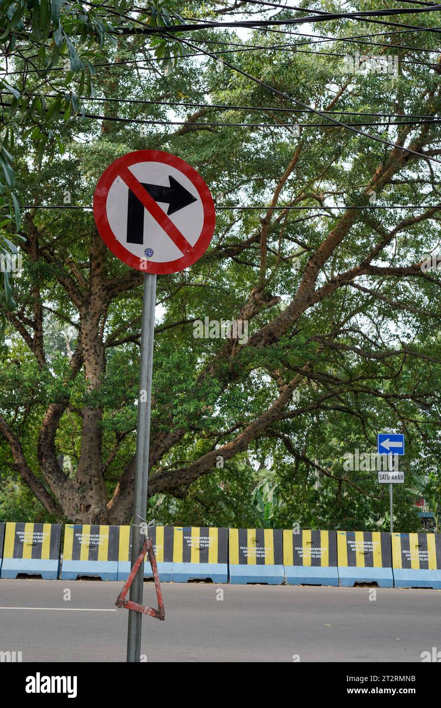 Traffic signs for motorists, no right turning Stock Photo - Alamy