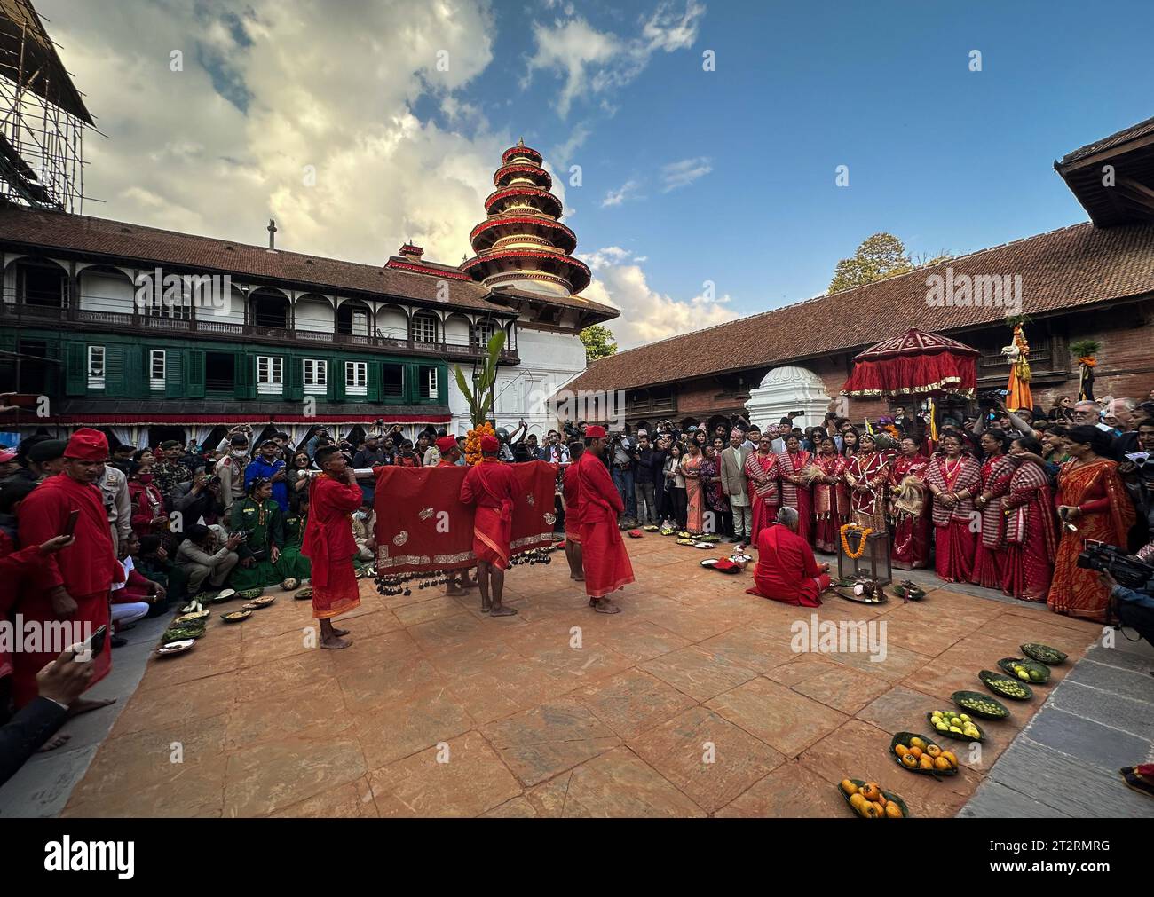 Kathmandu, Bagmati, Nepal. 21st Oct, 2023. Nepali people attend a ...