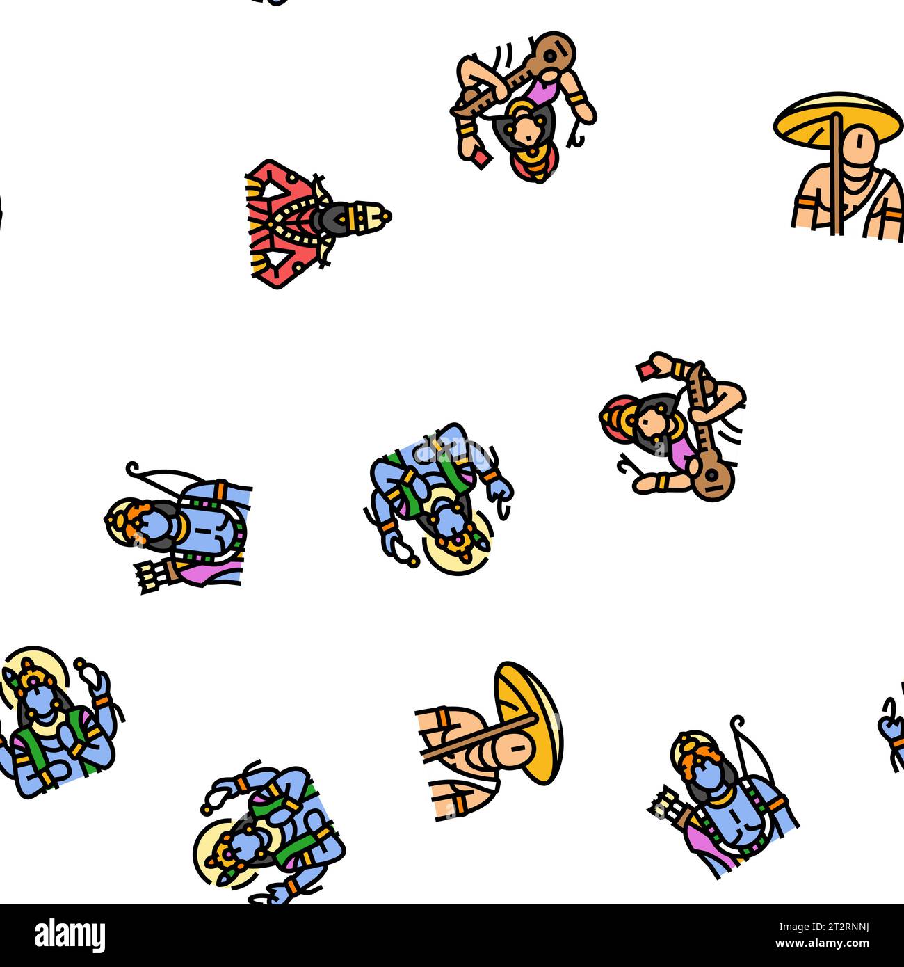 god indian hindu lord krishna vector seamless pattern Stock Vector ...