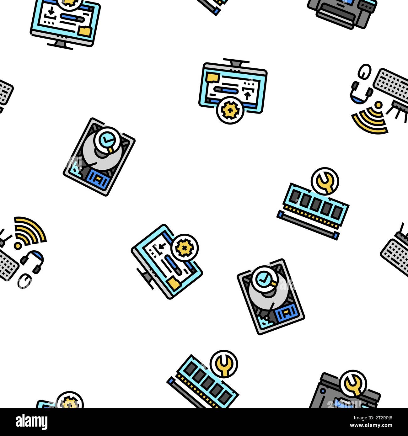 repair computer pc service vector seamless pattern Stock Vector Image ...