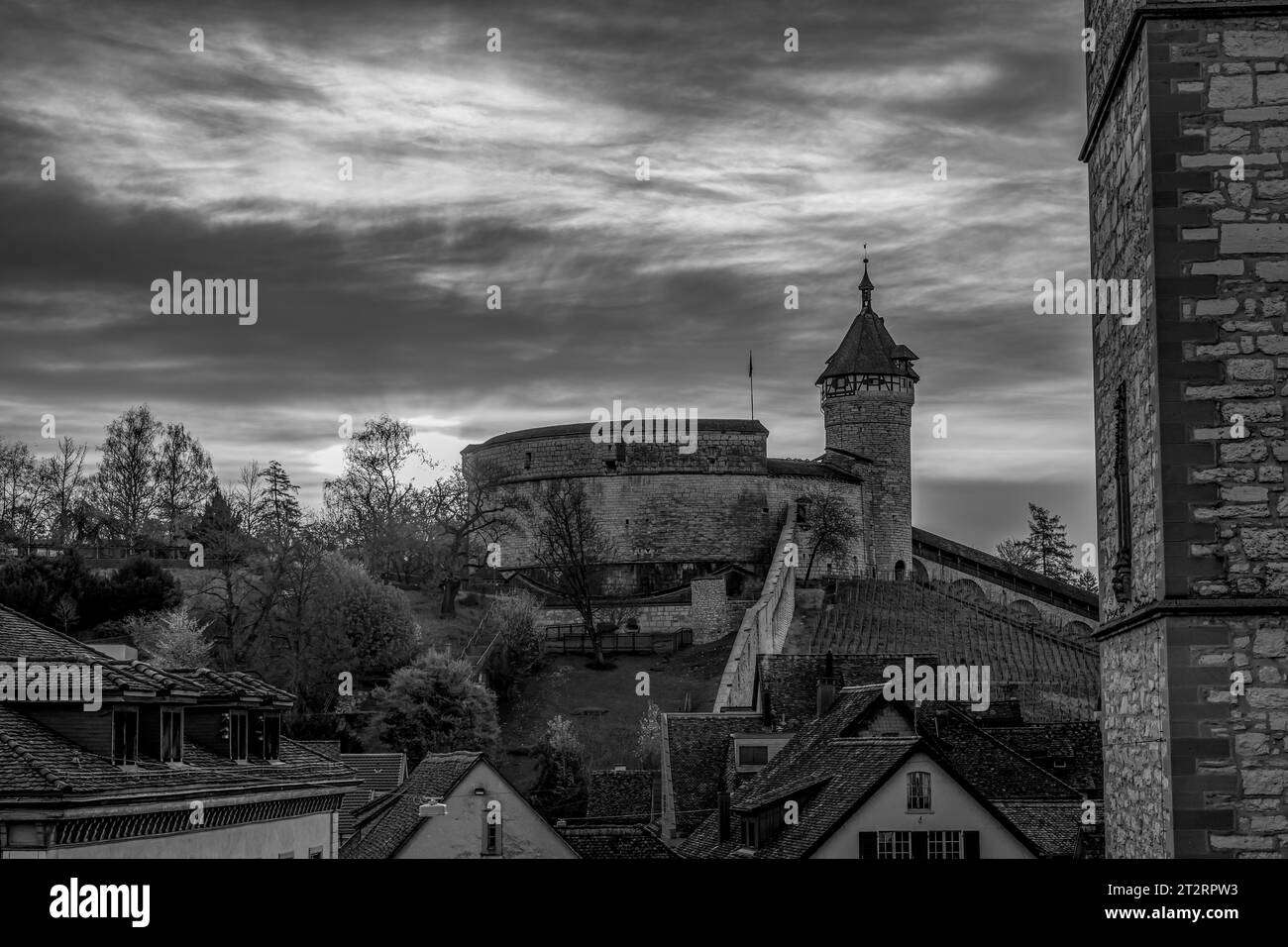 The munot castle in schaffhausen Black and White Stock Photos & Images ...