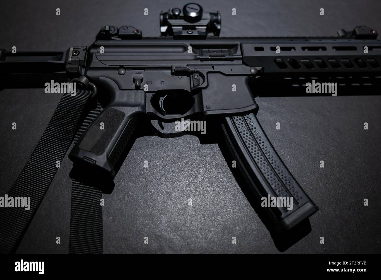 Modern Elegant Assault Rifle on Grey Background in Switzerland Stock ...