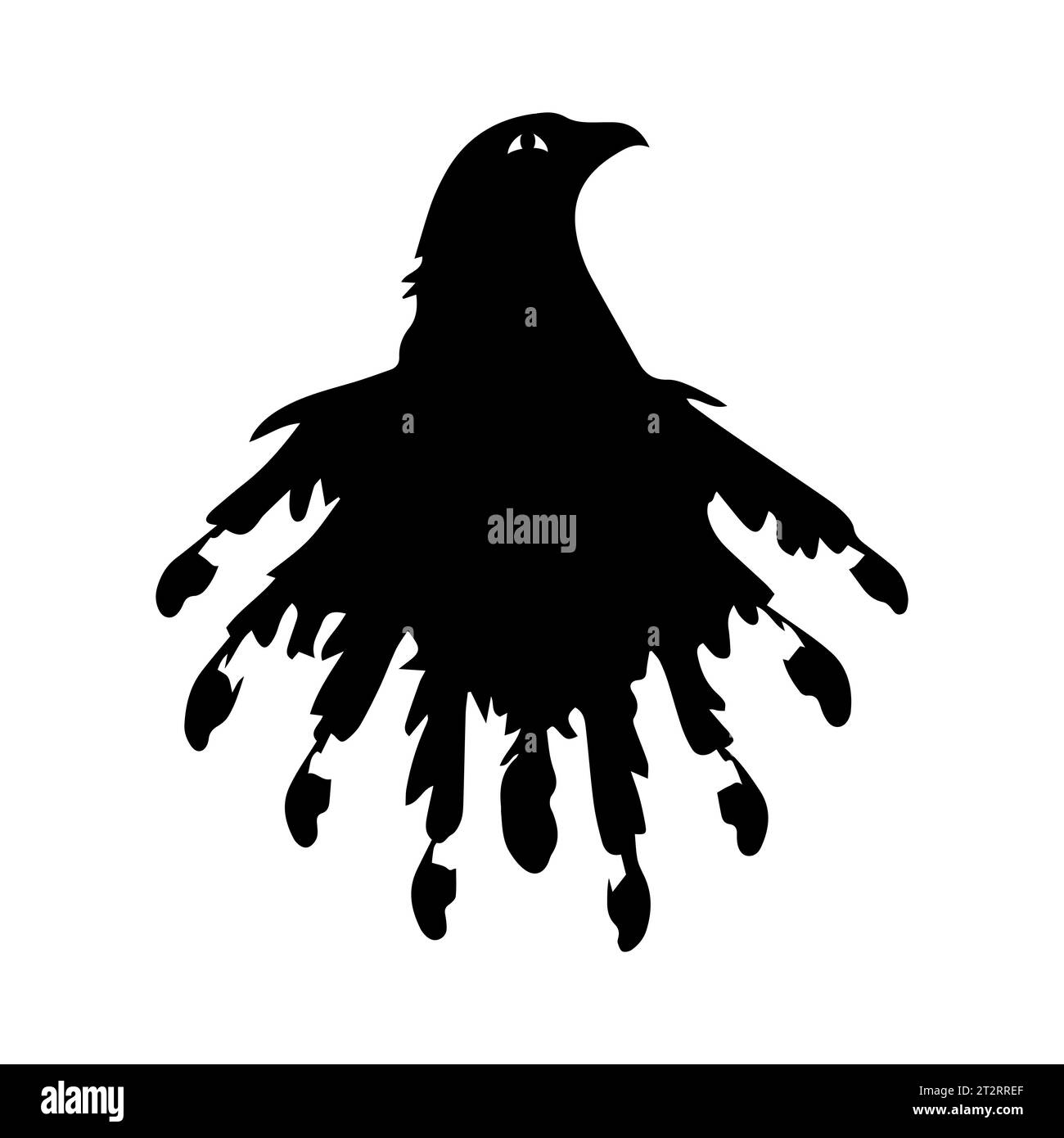 Abstract eagle illustration. Black silhouette on a white background. Vector. Icon, logo ...