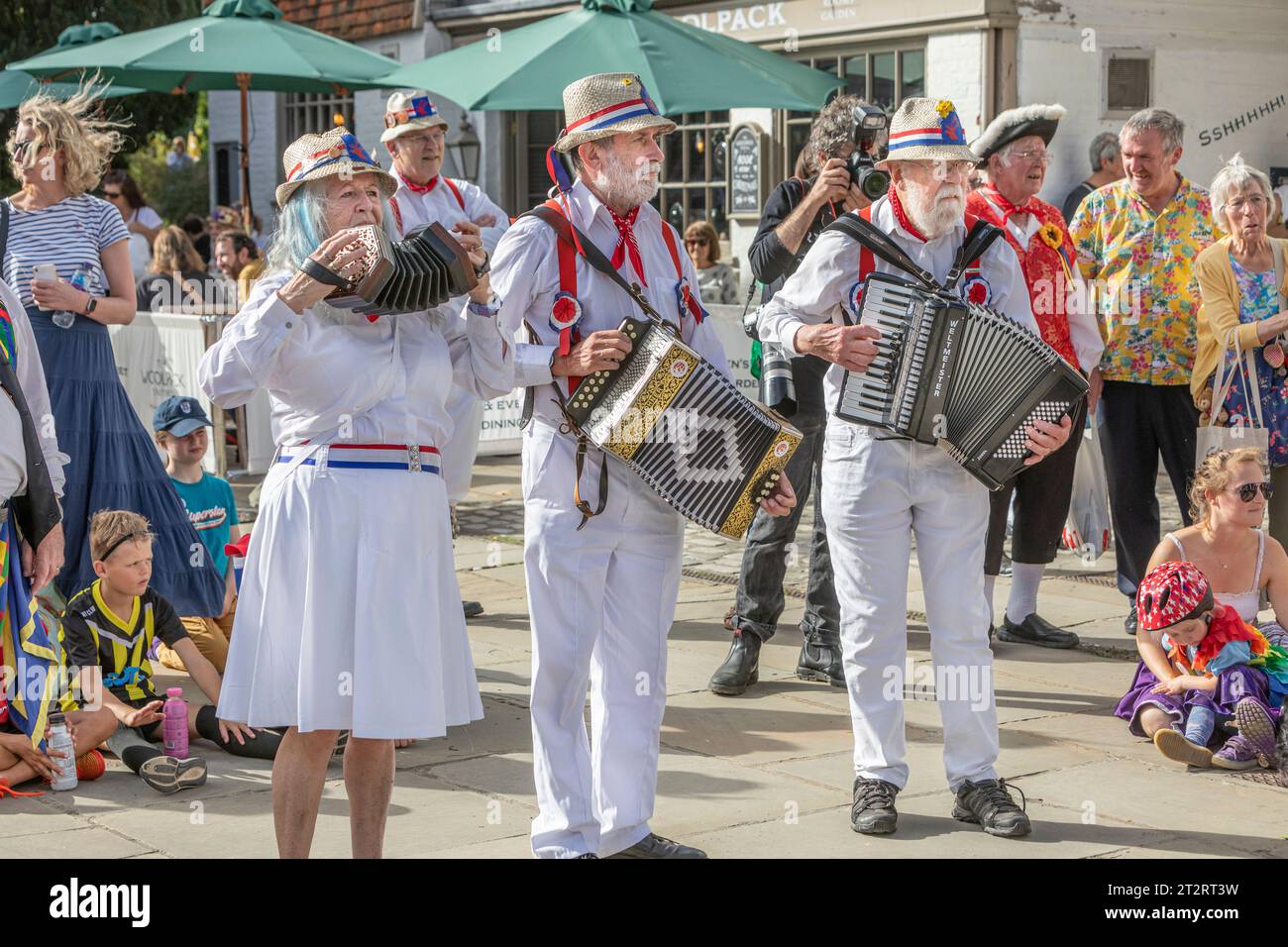 Musicians dressed in white at the Tenterden Folk Festival, Kent Stock ...