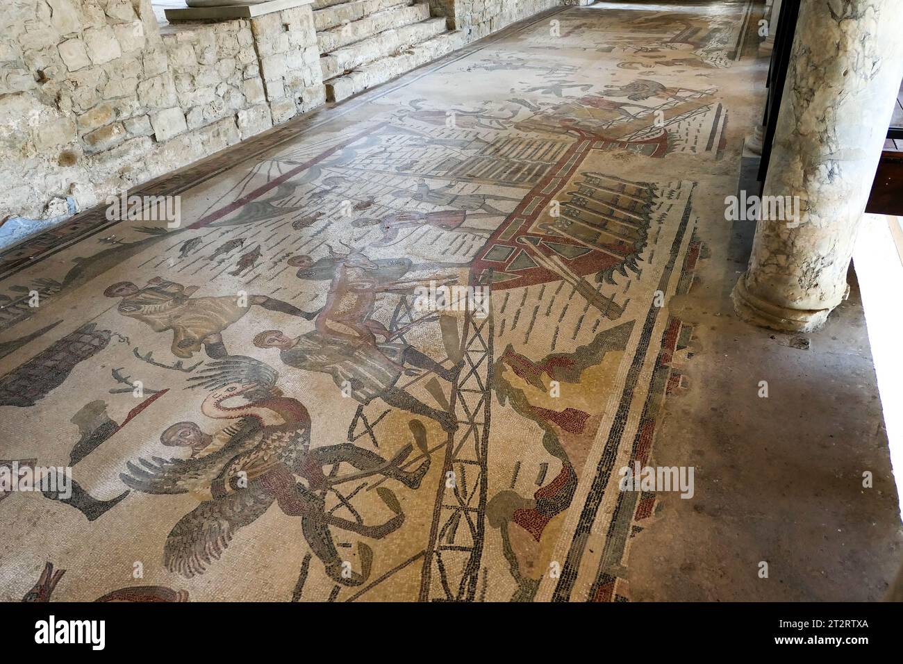 Villa Romana del Casale Big Hunt Corridor mosaic Stock Photo - Alamy