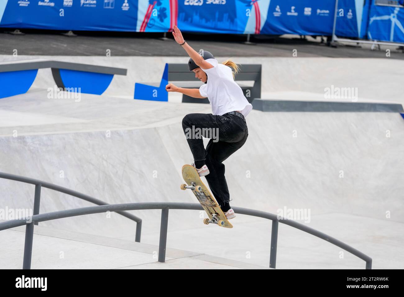 Paige Heyn of United State competes in the women's skateboarding street ...