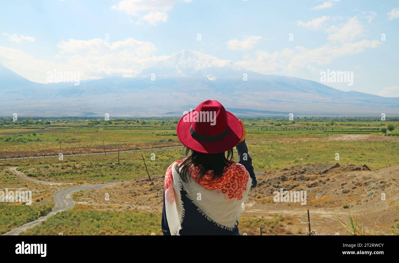 Woman Looking at Beautiful Mount Ararat, the Mountains Described in the ...
