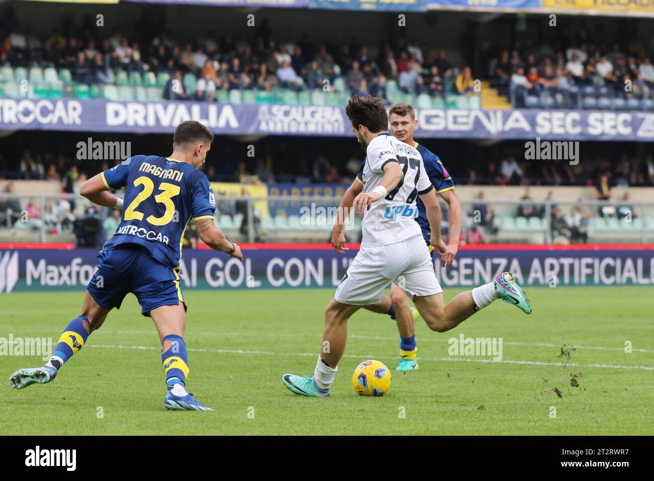 October 21, 2023, VERONA: Napoli's Khvicha Kvaratskhelia scores the goal 0-3, during the Italian ...