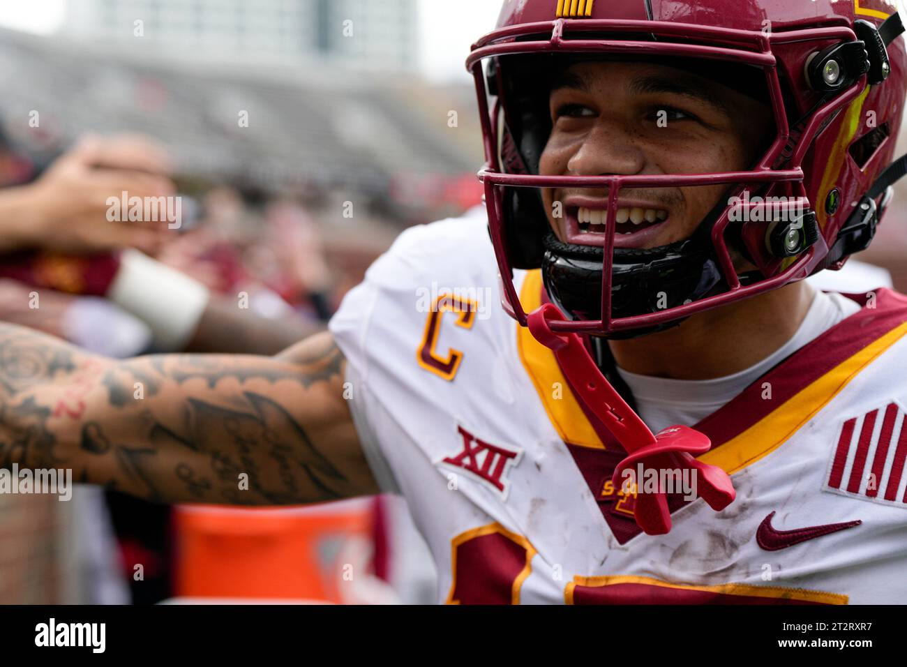 Iowa State' Jaylin Noel (13) celebrates with fans following an NCAA ...