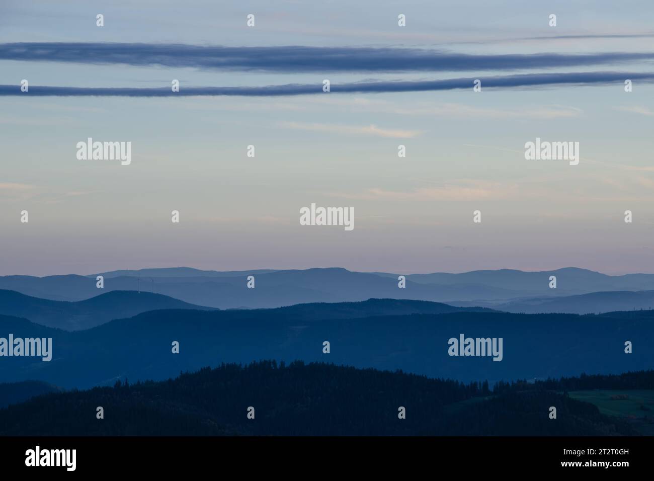 Background, texture and copy space. Top and distant view of hills and ...