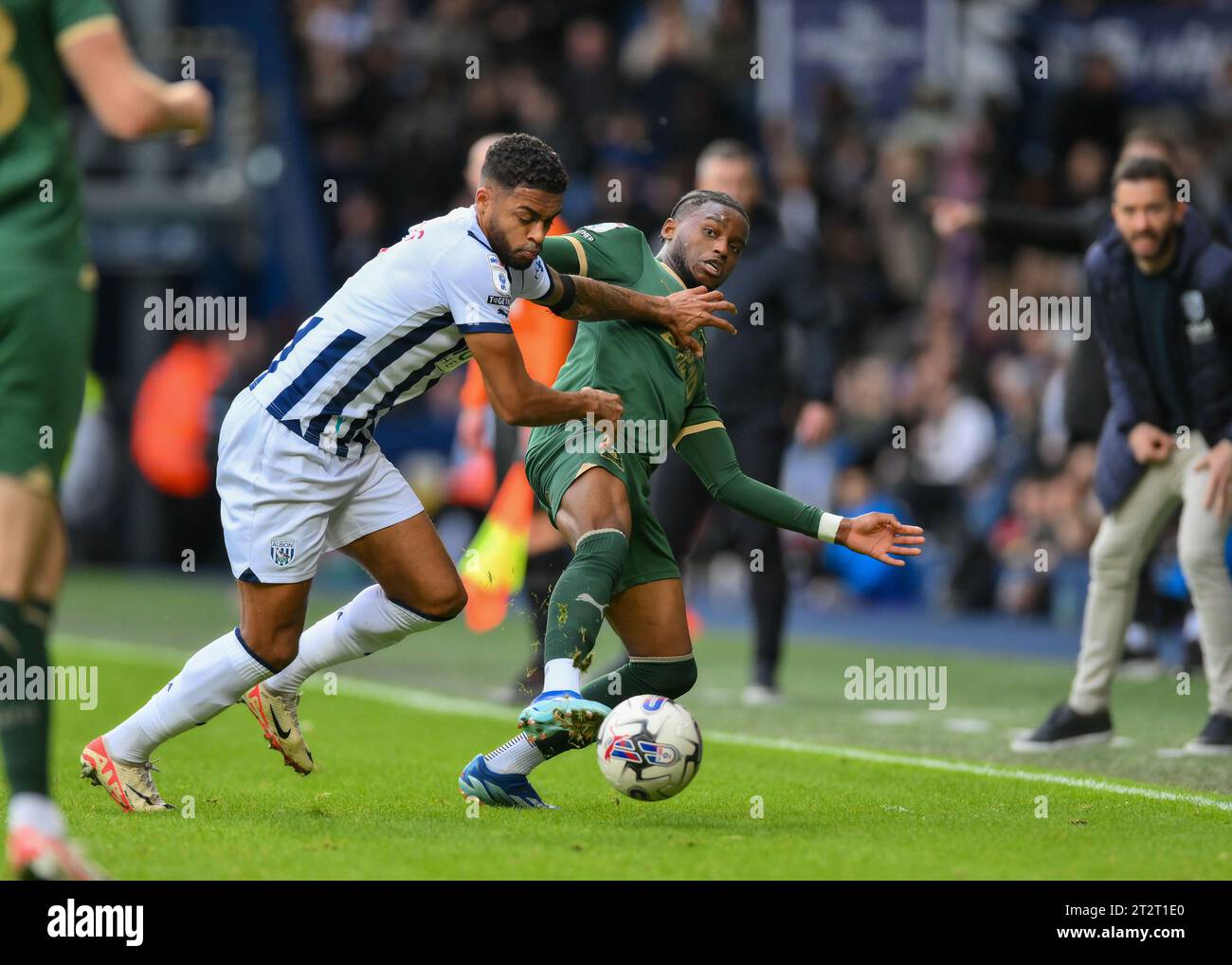 Bali Mumba #2 of Plymouth Argyle is fouled during the Sky Bet ...