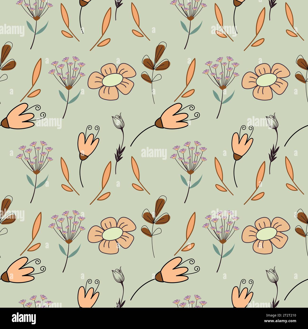 organic flat pressed flowers pattern in vector form Stock Vector Image ...