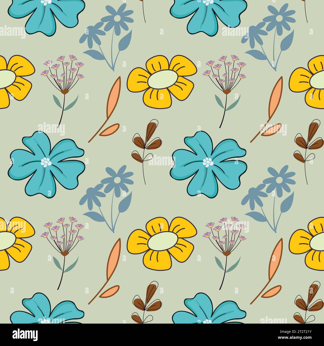 Pressed flowers pattern Stock Vector Images - Alamy