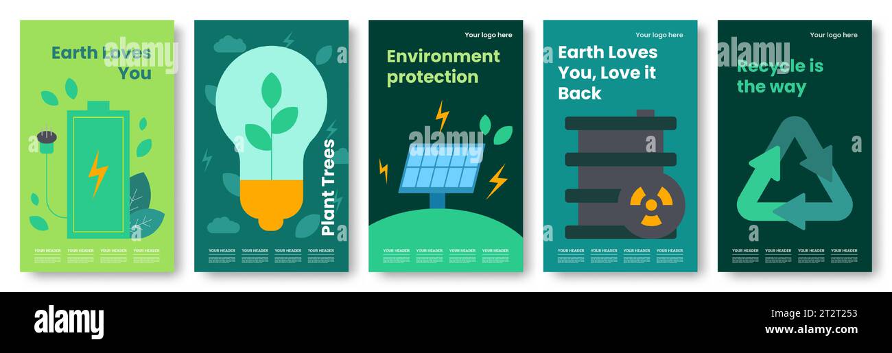 Ecology posters. Recycle banners. Green icons, environment, zero waste ...