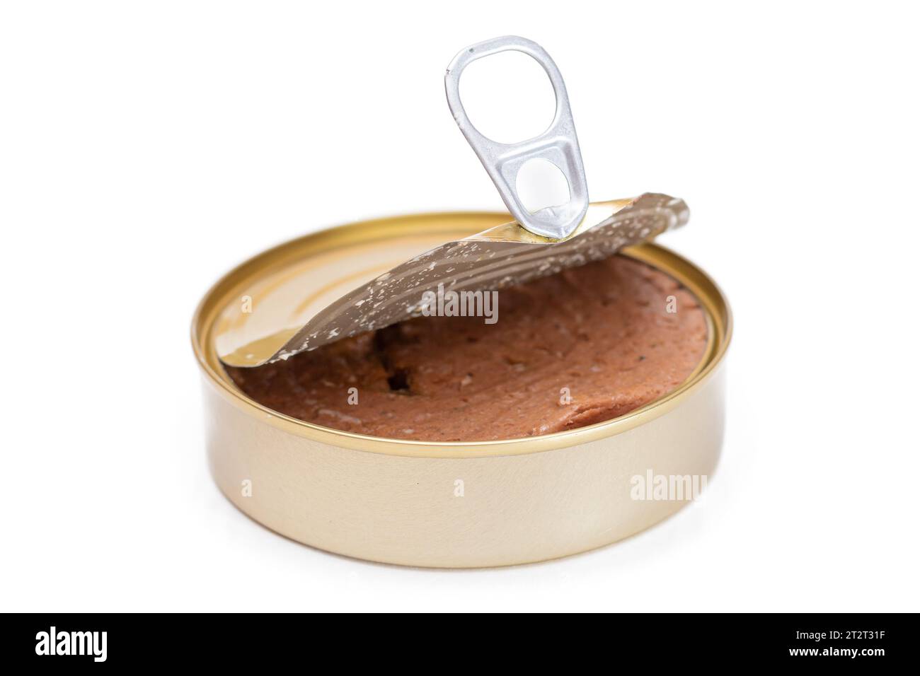 Opened Tin Can with Chicken Liver Pate Isolated on White Background ...