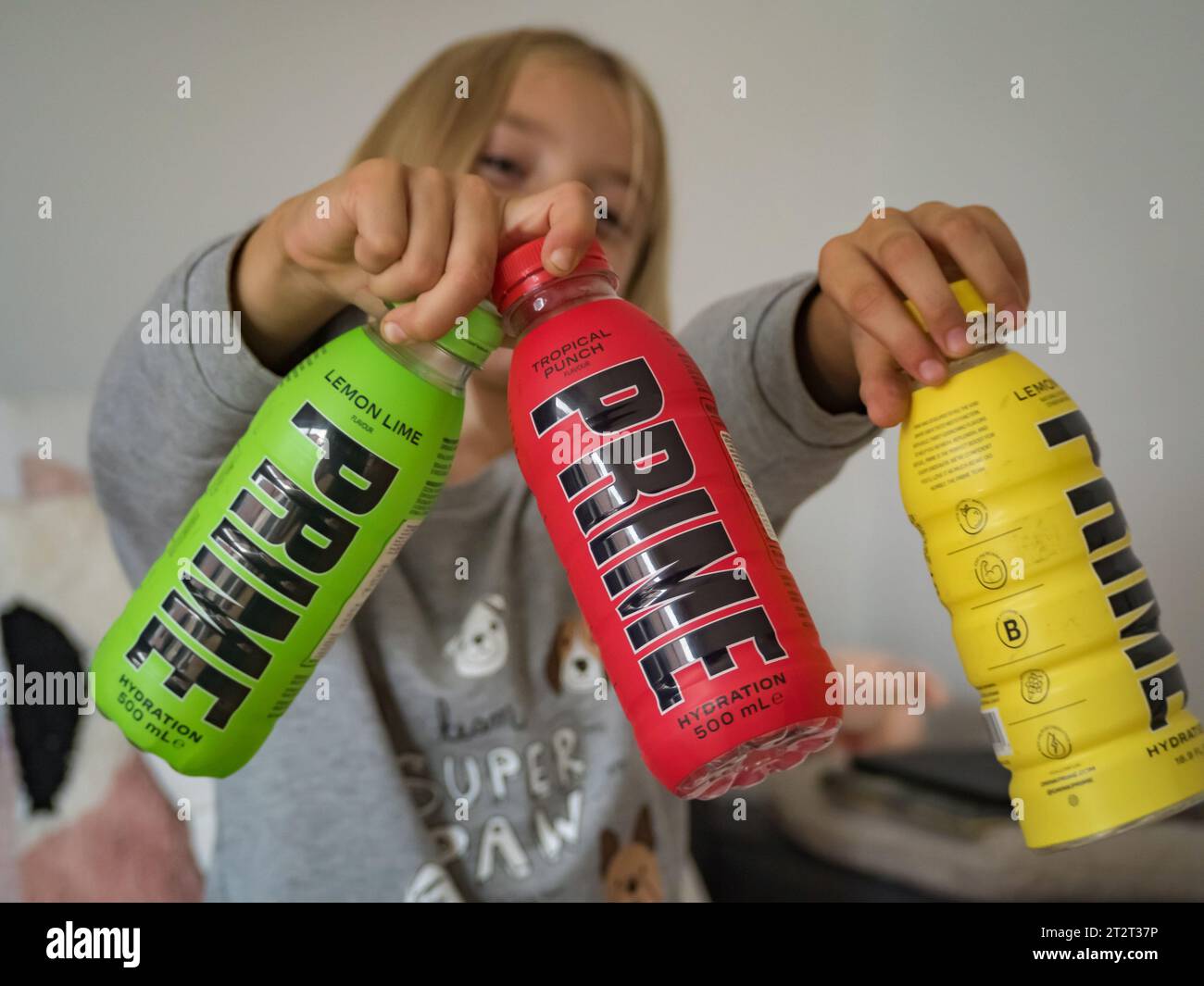 Slovenia, Ljubljana - 21 October 2023: Girl child holding Prime ...