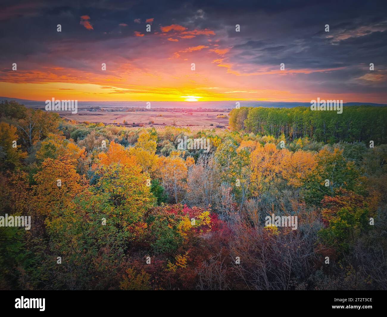 Fall foliage and colorful evening sky hi-res stock photography and ...