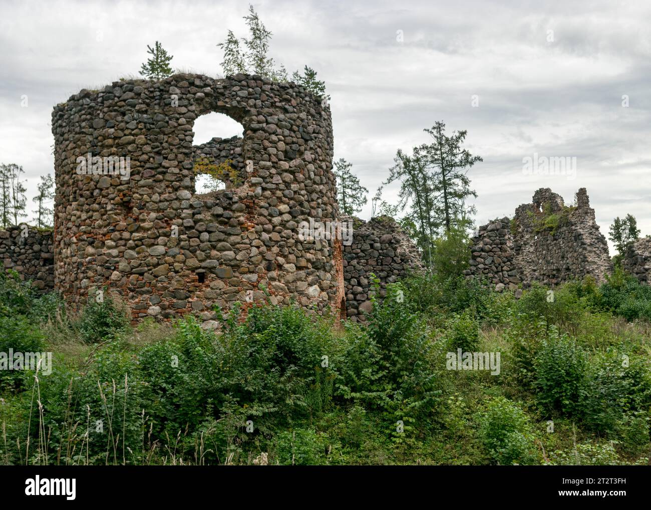 old medieval stone castle ruins, Ergeme castle ruins, Latvia Stock ...