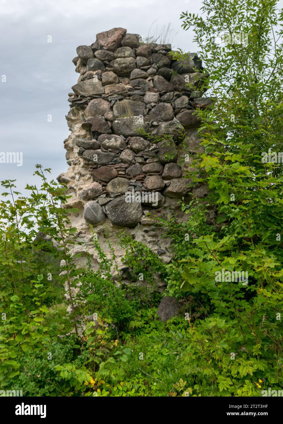 old medieval stone castle ruins, Ergeme castle ruins, Latvia Stock ...