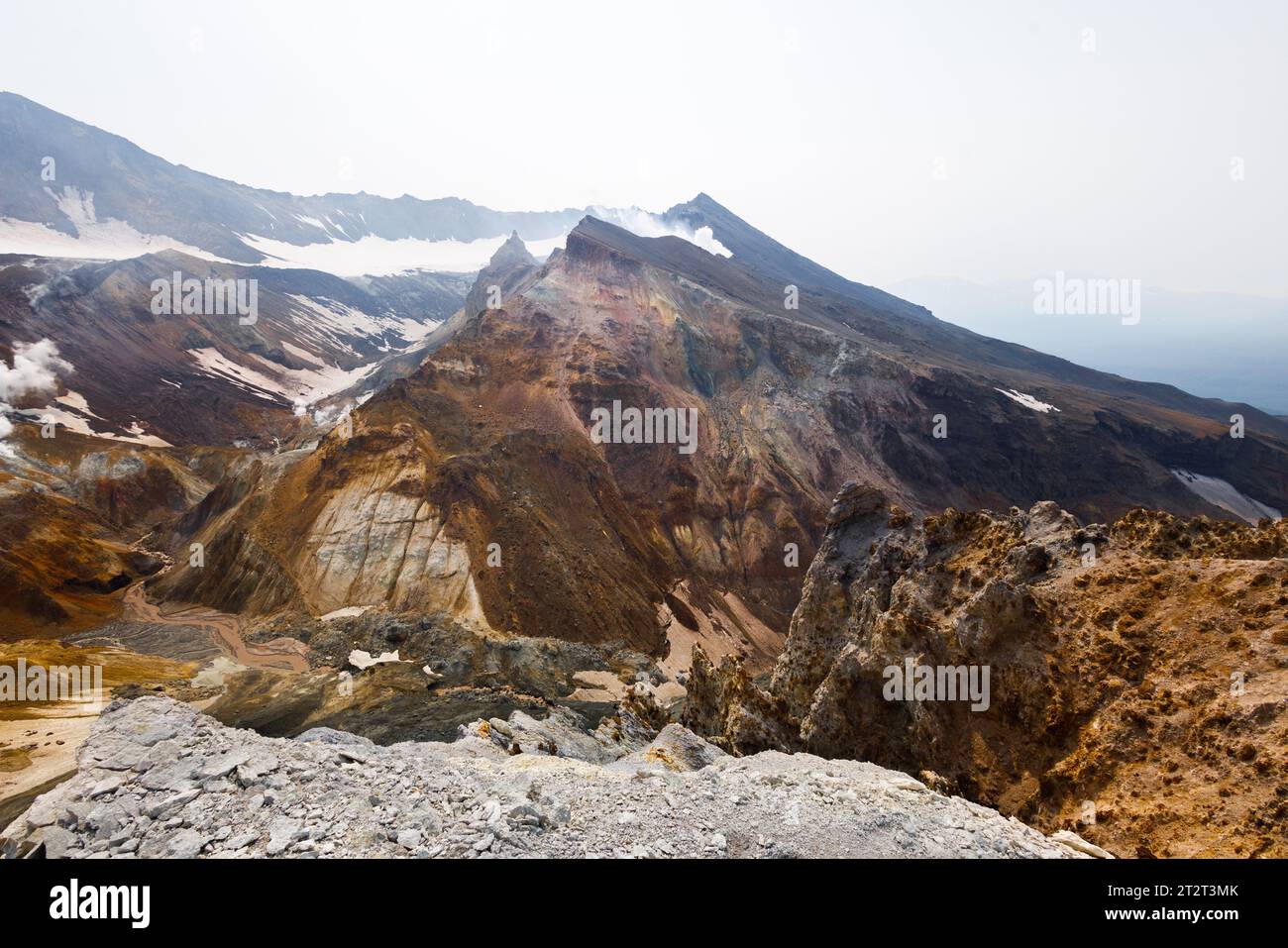 The crater of Mutnovsky volcano. Fumaroles. The active volcano ...