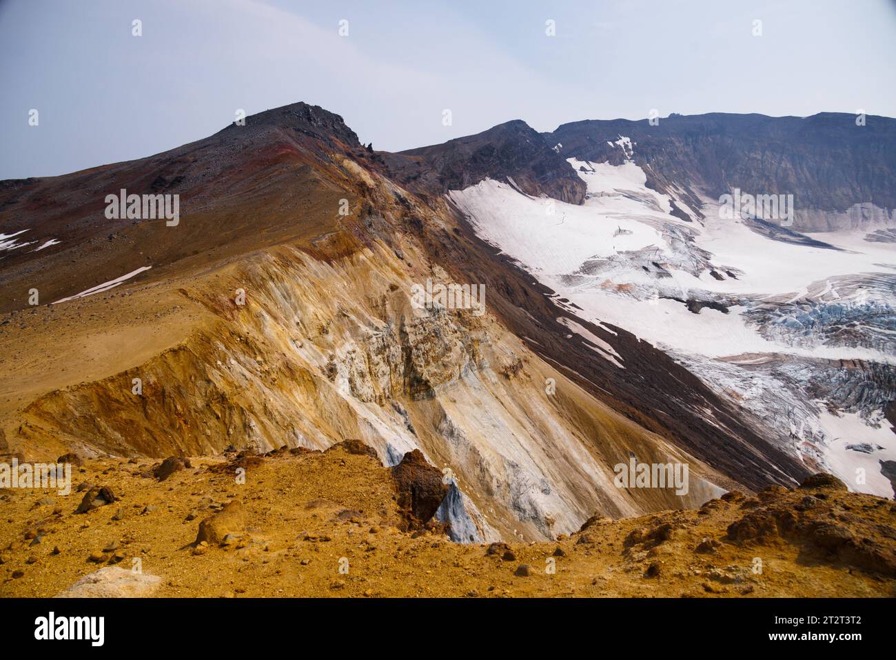 The crater of Mutnovsky volcano. Fumaroles. The active volcano ...