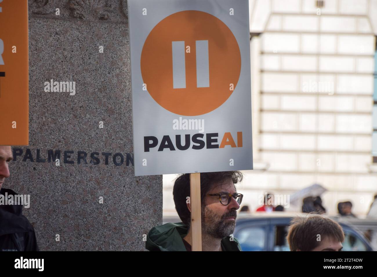 London, England, UK. 21st Oct, 2023. Protesters working in Artificial ...
