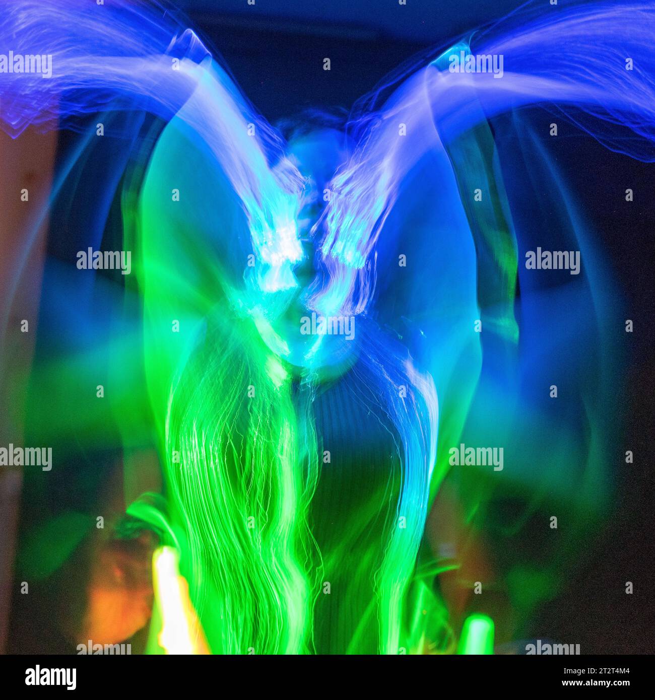 beautiful and colorful light paintings, abstract light lines and human ...