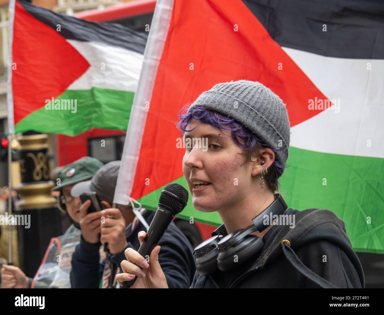 London, UK. 21 Oct 2023. Members of Fight Racism Fight Imperialism and ...