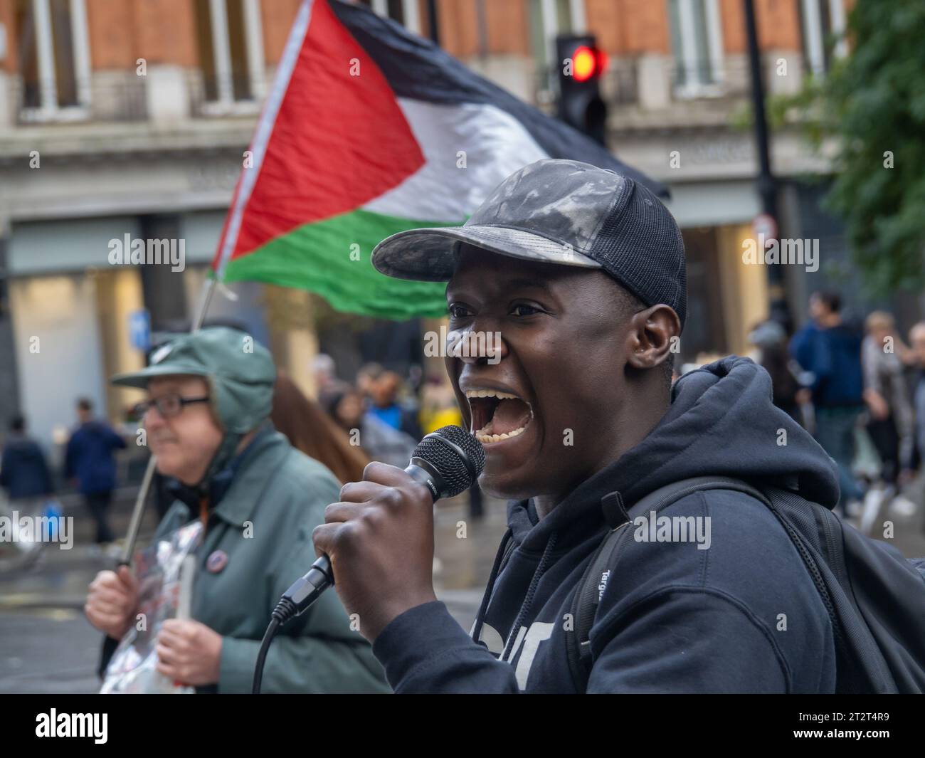 London, UK. 21 Oct 2023. Members of Fight Racism Fight Imperialism and ...