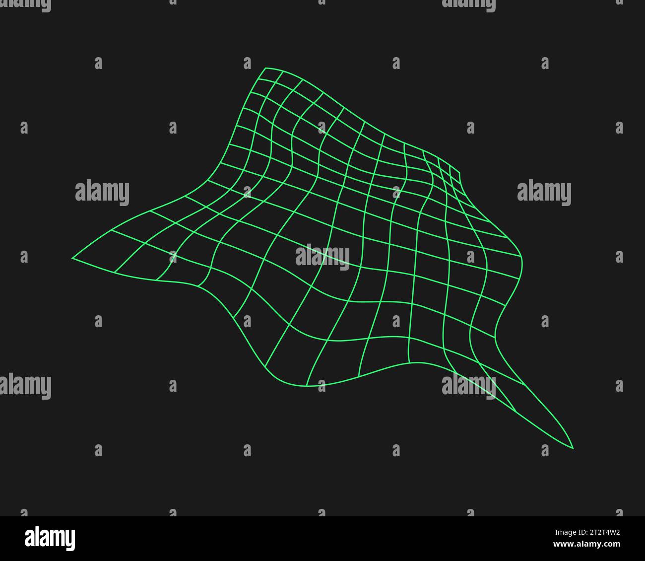 Distorted cyber grid. Cyberpunk geometry element y2k style. Isolated ...