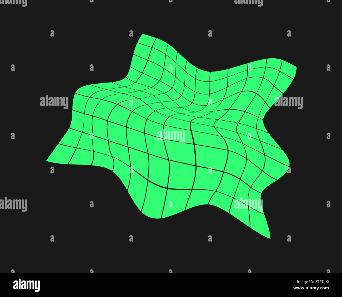 Distorted cyber grid. Cyberpunk geometry element y2k style. Isolated ...