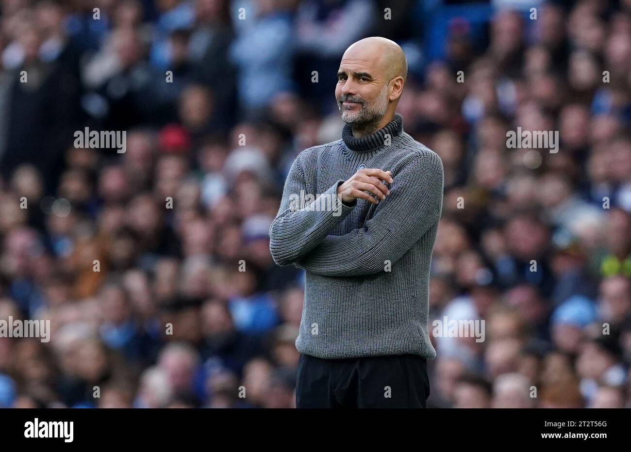 Manchester City manager Pep Guardiola on the touchline during the ...