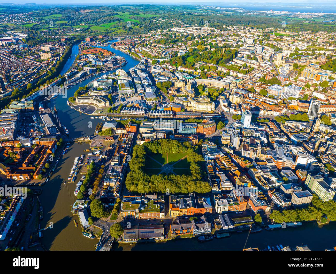 Aerial view of central Bristol in sunny morning, England Stock Photo ...