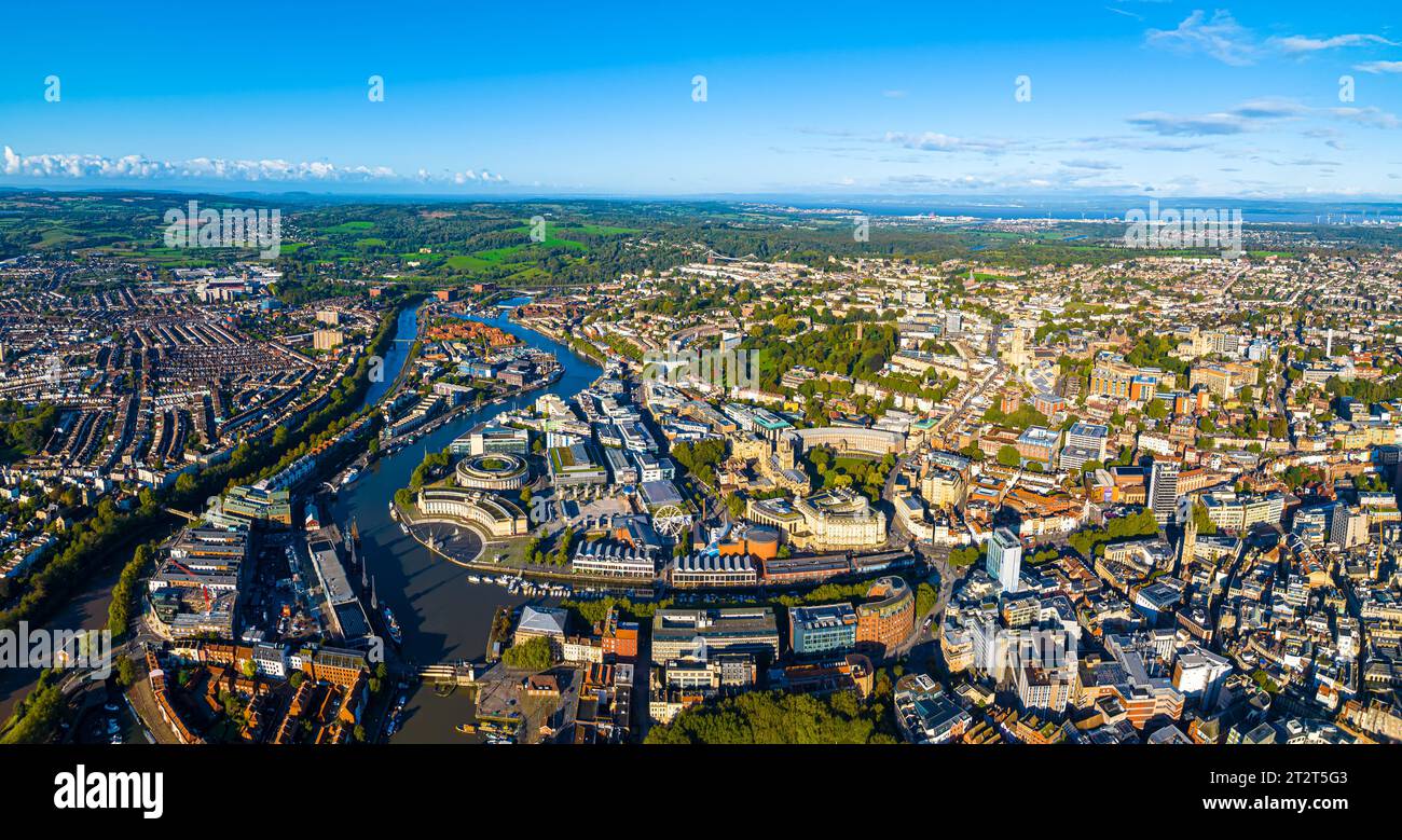 Aerial view of central Bristol in sunny morning, England Stock Photo ...